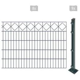 Doppelstabmattenzaun Arvotec "EASY 100 zum Aufschrauben "Karo" mit Zierleiste", grau (anthrazit), H:100cm, Kunststoff, Stahl, Zaunelemente, Zaunh&ouml;he 100 cm, Zaunl&auml;nge 2 - 60 m