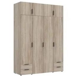 Kleiderschrank wimex "Modena", braun (natur), B:160cm H:225cm T:54cm, Holzwerkstoff, Schr&auml;nke, Kleiderschrank, Dreht&uuml;ren-Schrankprogramm
