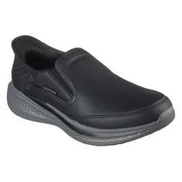 Slip-On Sneaker Skechers "SLADE-", Herren, Gr. 41, schwarz, Leder, Textil, Schuhe, Slipper, Freizeitschuh, Halbschuh mit Goga Mat Funktion