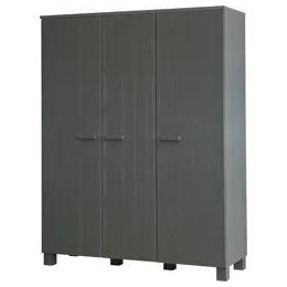 Kleiderschrank Woood "Dennis", grau (stahlgrau), B:158cm H:202cm T:55cm, Holzwerkstoff, Schr&auml;nke, Kleiderschrank, mit Kleiderstange, Breite 158 cm