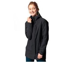 Funktionsmantel Vaude "WOMEN'S CYCLIST PADDED PARKA II", Damen, Gr. 42, schwarz, Obermaterial: 100% Polyester, unifarben, elastischer Bund, M&auml;ntel, wasserdicht, winddicht, atmungsaktiv, mit reflektierenden Details