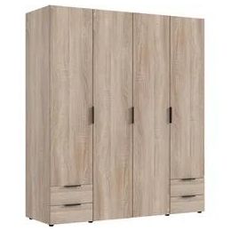 Kleiderschrank wimex "Modena", braun (natur), B:160cm H:185cm T:54cm, Holzwerkstoff, Schr&auml;nke, Kleiderschrank, Dreht&uuml;ren-Schrankprogramm