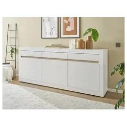 Sideboard Home Affaire "Chester, moderne Anrichte, Kommode mit Stauraum, Schrank, Wei&szlig; Matt", wei&szlig;, B:217cm H:90cm T:42cm, Holzwerkstoff, Sideboards, Sideboard, austauschbare Blende in Griffleiste, zeitloses Design, 217 cm breit