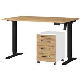 B&uuml;rom&ouml;bel-Set Germania "Profi 3.0", wei&szlig; (wei&szlig;, grandson, eiche, nachbildung), Schreibtisch 120cm breit Holzwerkstoff Metall, Holzwerkstoff, Metall, Arbeitsm&ouml;bel-Sets, B&uuml;rom&ouml;bel-Set, B&uuml;rom&ouml;bel-Set bestehend aus Schreibtisch und Rollcontainer