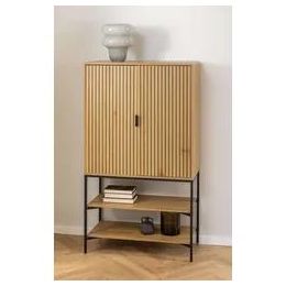 Stauraumschrank Actona GROUP "Jaipur Sideboard, Regal", beige (natur), B:80cm H:140cm T:40cm, Schr&auml;nke, Stauraumschrank, Wildeiche-Optik, 2 T&uuml;ren und 2 Einlegeb&ouml;den, Lamellenfront