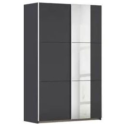 Schwebet&uuml;renschrank Rauch "Kleiderschrank Dreht&uuml;renschrank Schrank Garderobe KRONACH TOPSELLER", grau (graumetallic, griffleisten alu, 1 spiegel), B:131cm H:210cm T:59cm, Holzwerkstoff, Schr&auml;nke, Schwebet&uuml;renschrank, optional ohne, mit 1 oder 2 Spiegel, viel Stauraum MADE IN GERMANY
