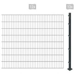 Einstabmattenzaun Arvotec "ESSENTIAL 160 zum Einbetonieren", grau (anthrazit), H:160cm, Kunststoff, Stahl, Zaunelemente, Zaunh&ouml;he 160 cm, Zaunl&auml;nge 2 - 60 m