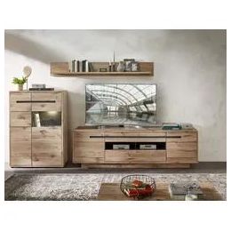 Wohnwand Innostyle "BELLANO", braun (au&szlig;en viking oak nature nb, innen graphit nachbildung), B:309cm H:185cm T:44cm, Glas, Holzwerkstoff, MDF, Kastenm&ouml;bel-Sets, Wohnwand, inkl. LED-Beleuchtung