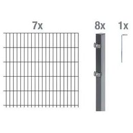 GAH Alberts Doppelstabmattenzaun ALBERTS "Grundset", grau (anthrazit), H:120cm, Stahl, Zaunelemente, H&ouml;he: 80-160 cm, Gesamtl&auml;nge: 4-30 m, zum Einbetonieren