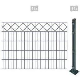 Doppelstabmattenzaun Arvotec "EASY 100 zum Aufschrauben "Karo" mit Zierleiste", grau (anthrazit), H:100cm, Kunststoff, Stahl, Zaunelemente, Zaunh&ouml;he 100 cm, Zaunl&auml;nge 2 - 60 m