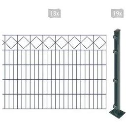 Doppelstabmattenzaun Arvotec "EASY 100 zum Aufschrauben "Karo" mit Zierleiste", grau (anthrazit), H:100cm, Kunststoff, Stahl, Zaunelemente, Zaunh&ouml;he 100 cm, Zaunl&auml;nge 2 - 60 m