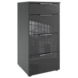 Schubkastenkommode wimex "Level36 C by fresh to go", grau (graphit, glas grau), B:41cm H:84cm T:41cm, Holzwerkstoff, Sideboards, mit Glaselementen auf der Front, soft-close Funktion, 41cm breit