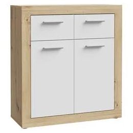 Kommode FORTE "Baccio", wei&szlig; (artisan eiche, wei&szlig;), B:83,2cm H:91,5cm T:34cm, Spanplatte, Sideboards, Kommode, Breite 83 cm, H&ouml;he 92 cm mit 2 Schubk&auml;sten und 2 T&uuml;ren