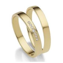 Trauring Firetti "Schmuck Geschenk Gold 375 Hochzeit Ehering "LIEBE" Gr. 53, gold (gelbgoldfarben), Fingerringe, Damen, 53, 0,04 SI = kleine Einschl&uuml;sse mit Brillanten, Gelbgold 585, 3mm, Trauring, Made in Germany, wahlweise mit oder ohne Brillanten