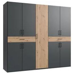 Dreht&uuml;renschrank wimex "Tibet Kleiderschrank mit sehr viel Stauraum, gro&szlig;e Farbauswahl", grau (graphit, absetzung artisan eiche nachbildung), B:225cm H:208cm T:58cm, Holzwerkstoff, Schr&auml;nke, Dreht&uuml;renschrank, mit jeweils 2 Schubladen auf bequemer Zugriffsh&ouml;he, in 3 Breiten