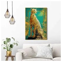 Deco-Panel Reinders "Cheetah Pose", gold (farbe bild(er): gold), B:60cm H:90cm T:2cm, Holzwerkstoff, Bilder