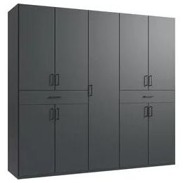 Dreht&uuml;renschrank wimex "Tibet Kleiderschrank mit sehr viel Stauraum, gro&szlig;e Farbauswahl", grau (graphit), B:225cm H:208cm T:58cm, Holzwerkstoff, Schr&auml;nke, Dreht&uuml;renschrank, mit jeweils 2 Schubladen auf bequemer Zugriffsh&ouml;he, in 3 Breiten