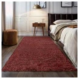 Hochflor-Teppich OTTO HOME "Banji", rot (weinrot), B:120cm H:37mm L:180cm, Polypropylen (PP), Teppiche, Uni Farben, weich und flauschig, auch als L&auml;ufer & in rund erh&auml;ltlich