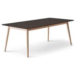 Esstisch HAMMEL FURNITURE "Meza Designtisch mit Auszugsfunktion und 2 Einlegeplatten", schwarz (schwarz, natur, schwarz), B:210cm H:74cm T:100cm, Tischplatte: Schwarzes nanobehandeltes Fenix-Laminat (schwarzer Rand), Gestell: Massive Eiche. Mit nanobehandeltem Laminat, einer matten, seidigen Oberfl&auml;che, die Fingerabdr&uuml;cke abweist und langlebig und hygienisch ist., Tische, Esstisch, abgerundete Tis