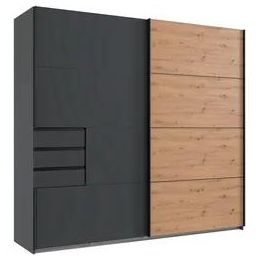 Schwebet&uuml;renschrank wimex "Saigon, mit kompletter Innenausstattung, Made in Germany", grau (graphit, durchg&auml;ngige t&uuml;r artisan eiche nachbildung), B:225cm H:208cm T:64cm, Holzwerkstoff, Schr&auml;nke, Schwebet&uuml;renschrank, Kleiderschrank 2-t&uuml;rig, 225cm breit, mit 3 praktischen Au&szlig;enschubladen