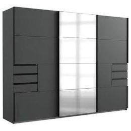 Schwebet&uuml;renschrank wimex "Saigon", grau (graphit, schwarz), B:270cm H:208cm T:64cm, Holzwerkstoff, Schr&auml;nke, Schwebet&uuml;renschrank, mit Spiegelt&uuml;r, 3 T&uuml;ren, 270cm breit, Topseller