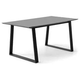Esstisch HAMMEL FURNITURE "Meza Designtisch mit Auszugsfunktion und 2 Einlegeplatten", grau (graphit, schwarz, graphit), B:165cm H:74cm T:90cm, Tischplatte: Graphit nanobehandeltes Fenix-Laminat (schwarzer Rand), Gestell: Pulverbeschichtetes schwarzes Metall, RAL9005 matt. Mit nanobehandeltem Laminat, einer matten, seidigen Oberfl&auml;che, die Fingerabdr&uuml;cke abweist und langlebig und hygienisch ist., 