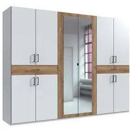 Dreht&uuml;renschrank wimex "Tibet", wei&szlig; (wei&szlig;, absetzung plankeneiche nachbildung), B:270cm H:208cm T:58cm, Holzwerkstoff, Schr&auml;nke, Dreht&uuml;renschrank, mit Schubk&auml;sten auf bequemer Zugriffsh&ouml;he