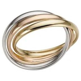 Goldring Firetti "Schmuck Geschenk Gold 585, 3-Fach verschlungen, tricolor, massiv" Gr. 18, rosa (gelbgoldfarben, wei&szlig;goldfarben, ros&eacute;goldfarben), Fingerringe, Damen, 18, Gelbgold 585 Ros&eacute;gold 585 Wei&szlig;gold 585, 5mm, Gelbgold 585, Ros&eacute;gold 585, Wei&szlig;gold 585, Goldring