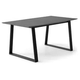 Esstisch HAMMEL FURNITURE "Meza Designtisch mit Auszugsfunktion und 2 Einlegeplatten", schwarz (schwarz, schwarz, schwarz), B:165cm H:74cm T:90cm, Tischplatte: Schwarzes nanobehandeltes Fenix-Laminat (schwarzer Rand), Gestell: Pulverbeschichtetes schwarzes Metall, RAL9005 matt. Mit nanobehandeltem Laminat, einer matten, seidigen Oberfl&auml;che, die Fingerabdr&uuml;cke abweist und langlebig und hygienisch i