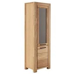 Vitrine MCA LIVING "SILIAS Vitrine Rechts", beige (naturfarben), B:65cm H:199cm T:45cm, Holzwerkstoff, Massivholz, Schr&auml;nke, Vitrine, ged&auml;mpfte T&uuml;ren