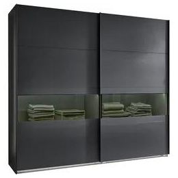 Schwebet&uuml;renschrank wimex "Easy Plus, Kleiderschrank Made in Germany", schwarz (graphit, rauchglas holmt&uuml;ren graphit), B:225cm H:208cm T:65cm, Holzwerkstoff, Schr&auml;nke, Schwebet&uuml;renschrank, mit Glaseinsatz/ Rauchglas, viele Breiten zur Auswahl, schwarze Griffe