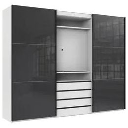 Schwebet&uuml;renschrank wimex "Magic by fresh to go", wei&szlig; (wei&szlig;, au&szlig;ent&uuml;ren grauglas), B:300cm H:236cm T:65cm, Schr&auml;nke, Schwebet&uuml;renschrank, tolles EXTRA: mit drehbarem TV-Element, Fronten aus Glas