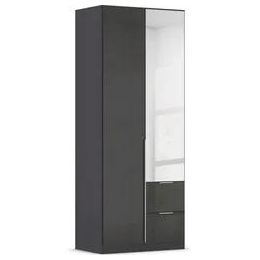 Dreht&uuml;renschrank OTTO HOME "Kleiderschrank Schrank Garderobe AGORDO mit Dekor- oder Hochglanzfront", grau (graumetallic, hochglanz effektgrau), B:91cm H:229cm T:54cm, Holzwerkstoff, Schr&auml;nke, Dreht&uuml;renschrank, mit Au&szlig;enschubk&auml;sten, in 7 Breiten und 2 H&ouml;hen MADE IN GERMANY