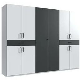 Dreht&uuml;renschrank wimex "Tibet Kleiderschrank mit sehr viel Stauraum, gro&szlig;e Farbauswahl", wei&szlig; (wei&szlig;, absetzung graphit), B:270cm H:208cm T:58cm, Holzwerkstoff, Schr&auml;nke, Dreht&uuml;renschrank, mit jeweils 2 Schubladen auf bequemer Zugriffsh&ouml;he, in 3 Breiten