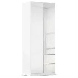 Dreht&uuml;renschrank OTTO HOME "Kleiderschrank Kleiderschr&auml;nke Schrank Garderobe AGORDO mit Glasfront", wei&szlig; (alpinwei&szlig;, glas kristallwei&szlig;), B:91cm H:229cm T:54cm, Holzwerkstoff, Schr&auml;nke, Dreht&uuml;renschrank, mit Au&szlig;enschubk&auml;sten, in 7 Breiten und 2 H&ouml;hen MADE IN GERMANY