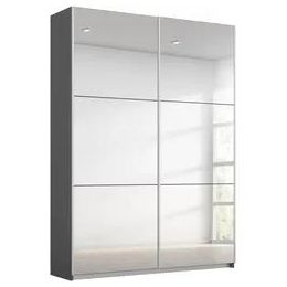 Schwebet&uuml;renschrank Rauch "Kleiderschrank Schrank Garderobe REFLECT", grau (graumetallic), B:131cm H:191cm T:59cm, Holzwerkstoff, Schr&auml;nke, Schwebet&uuml;renschrank, inkl. praktischer Innenausstattung mit 2 Stoffboxen MADE IN GERMANY