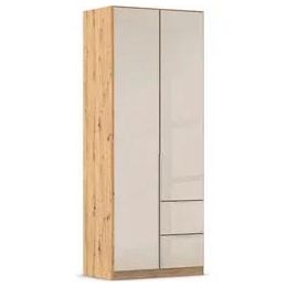 Dreht&uuml;renschrank OTTO HOME "Kleiderschrank Kleiderschr&auml;nke Schrank Garderobe AGORDO mit Glasfront", beige (eiche artisan, glas champagner), B:91cm H:229cm T:54cm, Holzwerkstoff, Schr&auml;nke, Dreht&uuml;renschrank, mit Au&szlig;enschubk&auml;sten, in 7 Breiten und 2 H&ouml;hen MADE IN GERMANY