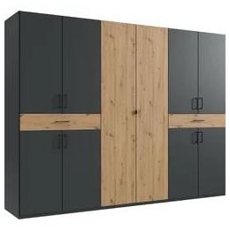 Dreht&uuml;renschrank wimex "Tibet Kleiderschrank mit sehr viel Stauraum, gro&szlig;e Farbauswahl", grau (graphit, absetzung artisan eiche nachbildung), B:270cm H:208cm T:58cm, Holzwerkstoff, Schr&auml;nke, Dreht&uuml;renschrank, mit jeweils 2 Schubladen auf bequemer Zugriffsh&ouml;he, in 3 Breiten