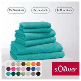 Handtuch Set s.Oliver "s.Oliver, Premium Qualit&auml;t, 600 gr/m2", blau (t&uuml;rkis), 6 Stk., Walkfrottier, Walkfrottier, Obermaterial: 100% Baumwolle, Handtuch-Sets, 2 G&auml;stet&uuml;cher 30x50, 2 Handt&uuml;cher 50x100, 2 Duscht&uuml;cher 70x140