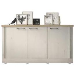 Sideboard OTTO HOME "Country Breite 164 cm, Kommode mit 3 T&uuml;ren, Anrichte im", beige (eiche meringa nb, eiche cadiz nb), B:164cm H:88cm T:44cm, Sideboards, Sideboard, Landhausstil, viel Stauraum, mit Metallgriffe, MDF Rahmen