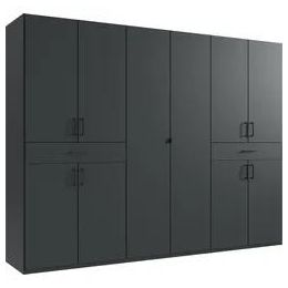 Dreht&uuml;renschrank wimex "Tibet Kleiderschrank mit sehr viel Stauraum, gro&szlig;e Farbauswahl", grau (graphit), B:270cm H:208cm T:58cm, Holzwerkstoff, Schr&auml;nke, Dreht&uuml;renschrank, mit jeweils 2 Schubladen auf bequemer Zugriffsh&ouml;he, in 3 Breiten