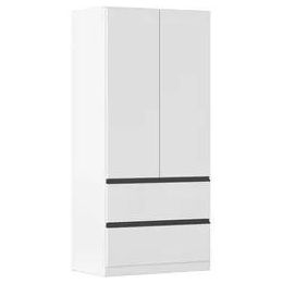 Dreht&uuml;renschrank Rauch "Kleiderschrank Schrank Garderobe COSTA in den Breiten 91/136/181 cm", schwarz-wei&szlig; (alpinwei&szlig;, eingriffe graumetallic), B:91cm H:197cm T:54cm, Holzwerkstoff, Schr&auml;nke, Dreht&uuml;renschrank, viel Platz, grifflose Front und Push-to-Open Funktion MADE IN GERMANY