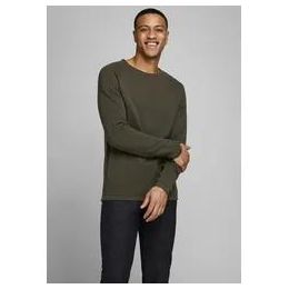 Jack & Jones Rundhalspullover JACK & JONES "JJEHILL Einfarbiger Pullover mit angenehmem Tragegef&uuml;hl", Damen, Gr. XS, gr&uuml;n (olive night), Obermaterial: 100% Baumwolle, unifarben, schmal, Rundhals, B&uuml;ndchen, Pullover Rundhalspullover, unifarben, modisch, schmal, Baumwolle, Rundhals