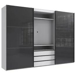 Schwebet&uuml;renschrank wimex "Magic by fresh to go", wei&szlig; (wei&szlig;, au&szlig;ent&uuml;ren grauglas), B:300cm H:216cm T:65cm, Schr&auml;nke, Schwebet&uuml;renschrank, tolles EXTRA: mit drehbarem TV-Element, Fronten aus Glas
