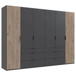 Dreht&uuml;renschrank wimex "Burgos by fresh to go", grau (front und korpus graphit, absetzung viking oak nachbildung), B:300cm H:216cm T:58cm, Schr&auml;nke, Dreht&uuml;renschrank, mit extra gro&szlig;en Schubladen