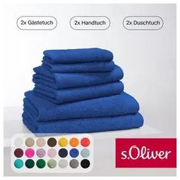 Handtuch Set s.Oliver "s.Oliver, Premium Qualit&auml;t, 600 gr/m2", blau, 6 Stk., Walkfrottier, Walkfrottier, Obermaterial: 100% Baumwolle, Handtuch-Sets, 2 G&auml;stet&uuml;cher 30x50, 2 Handt&uuml;cher 50x100, 2 Duscht&uuml;cher 70x140