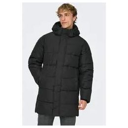 Only & Sons Steppjacke ONLY & SONS "ONSCARL LIFE LONG QUILTED COAT NOOS OTW", Damen, Gr. XS, schwarz, Web, Obermaterial: 100% Polyester, unifarben, regular fit, Jacken Steppjacke