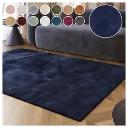 Hochflor-Teppich Esprit "Alice ESP-4377, Kunstfell", blau (dunkelblau), B:80cm H:25mm L:150cm, Kunstfaser, Teppiche, Kaninchenfell-Haptik, besonders weich und dicht, f&uuml;r alle R&auml;ume
