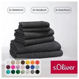 Handtuch Set s.Oliver "s.Oliver, Premium Qualit&auml;t, 600 gr/m2", schwarz, 6 Stk., Walkfrottier, Walkfrottier, Obermaterial: 100% Baumwolle, Handtuch-Sets, 2 G&auml;stet&uuml;cher 30x50, 2 Handt&uuml;cher 50x100, 2 Duscht&uuml;cher 70x140