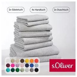 Handtuch Set s.Oliver "s.Oliver, Premium Qualit&auml;t, 600 gr/m2", grau (hellgrau), 8 Stk., Walkfrottier, Walkfrottier, Obermaterial: 100% Baumwolle, Handtuch-Sets, 2 G&auml;stet&uuml;cher 30x50, 4 Handt&uuml;cher 50x100, 2 Duscht&uuml;cher 70x140